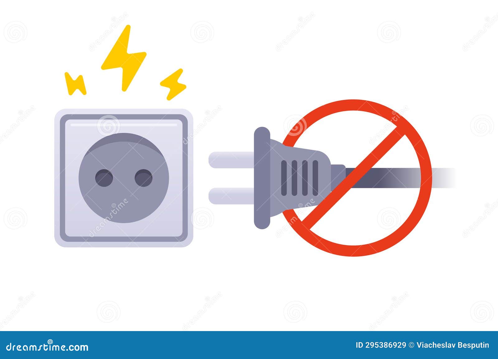 Broken Socket with Sparks. Do Not Plug into a Socket Stock Illustration ...