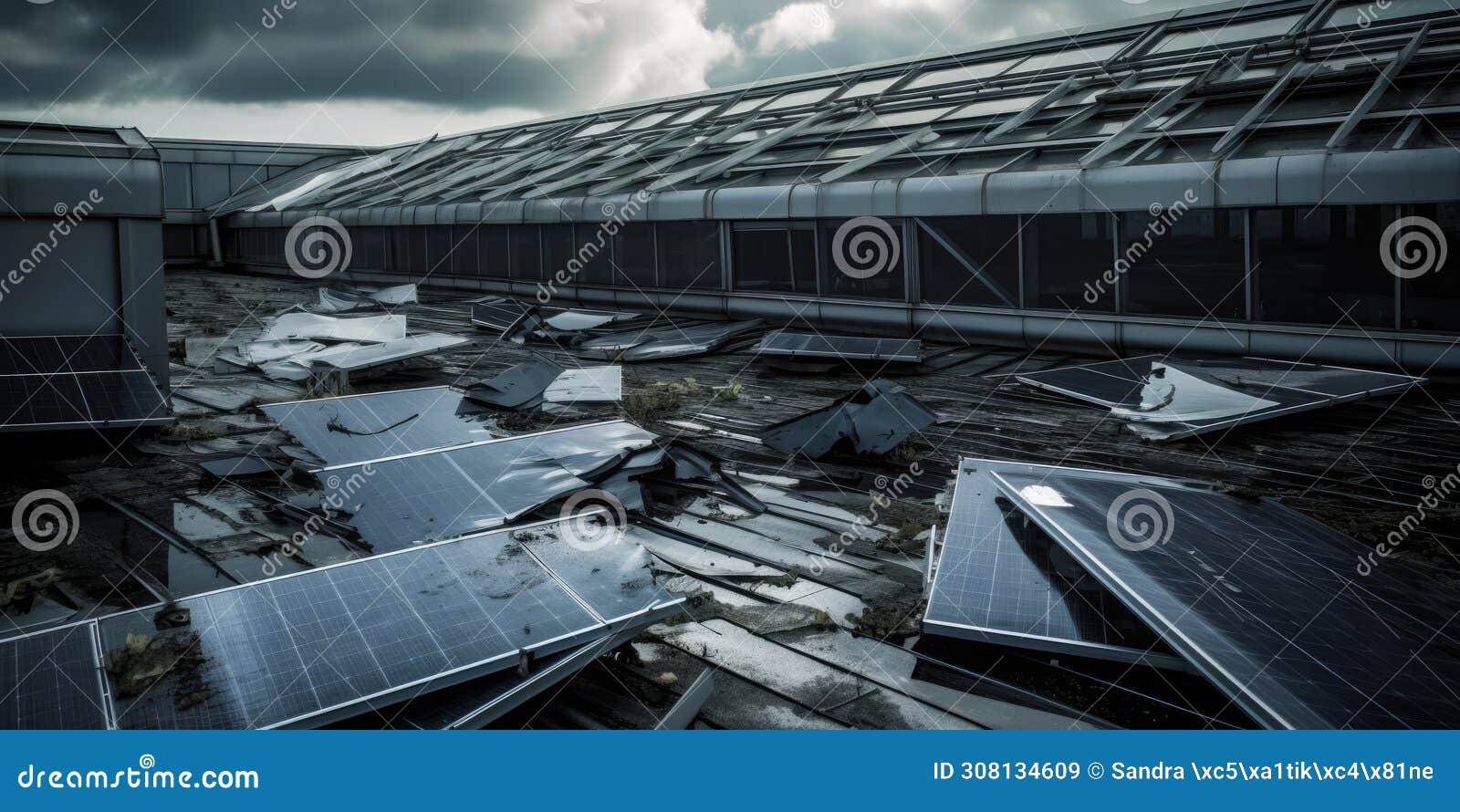 Broken Solar Panel Damaged Destroyed Concept of Solar Panel Insurance ...