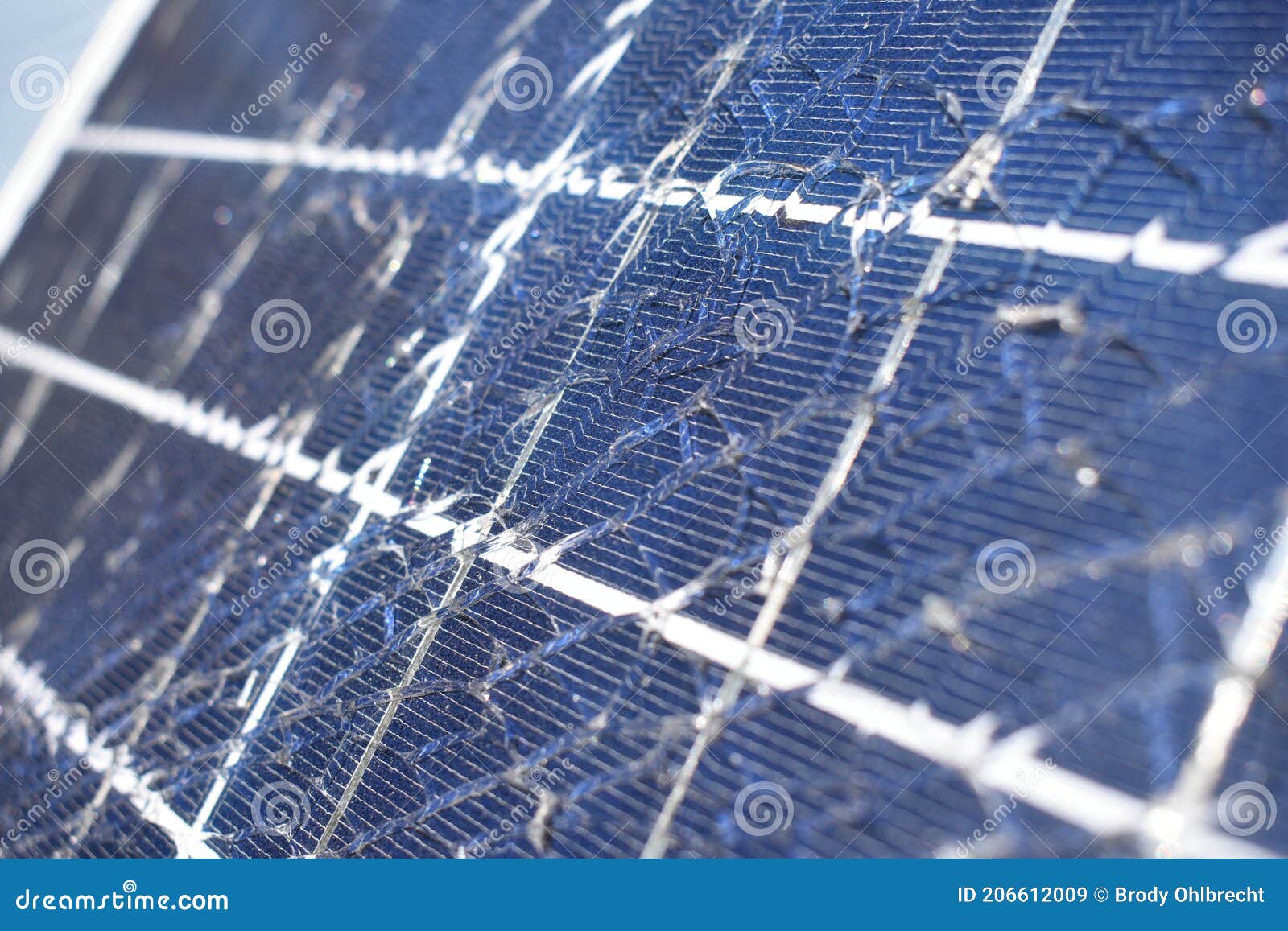 Broken Solar Panel after a Summer Hail Storm Damaged the Panel. Stock ...