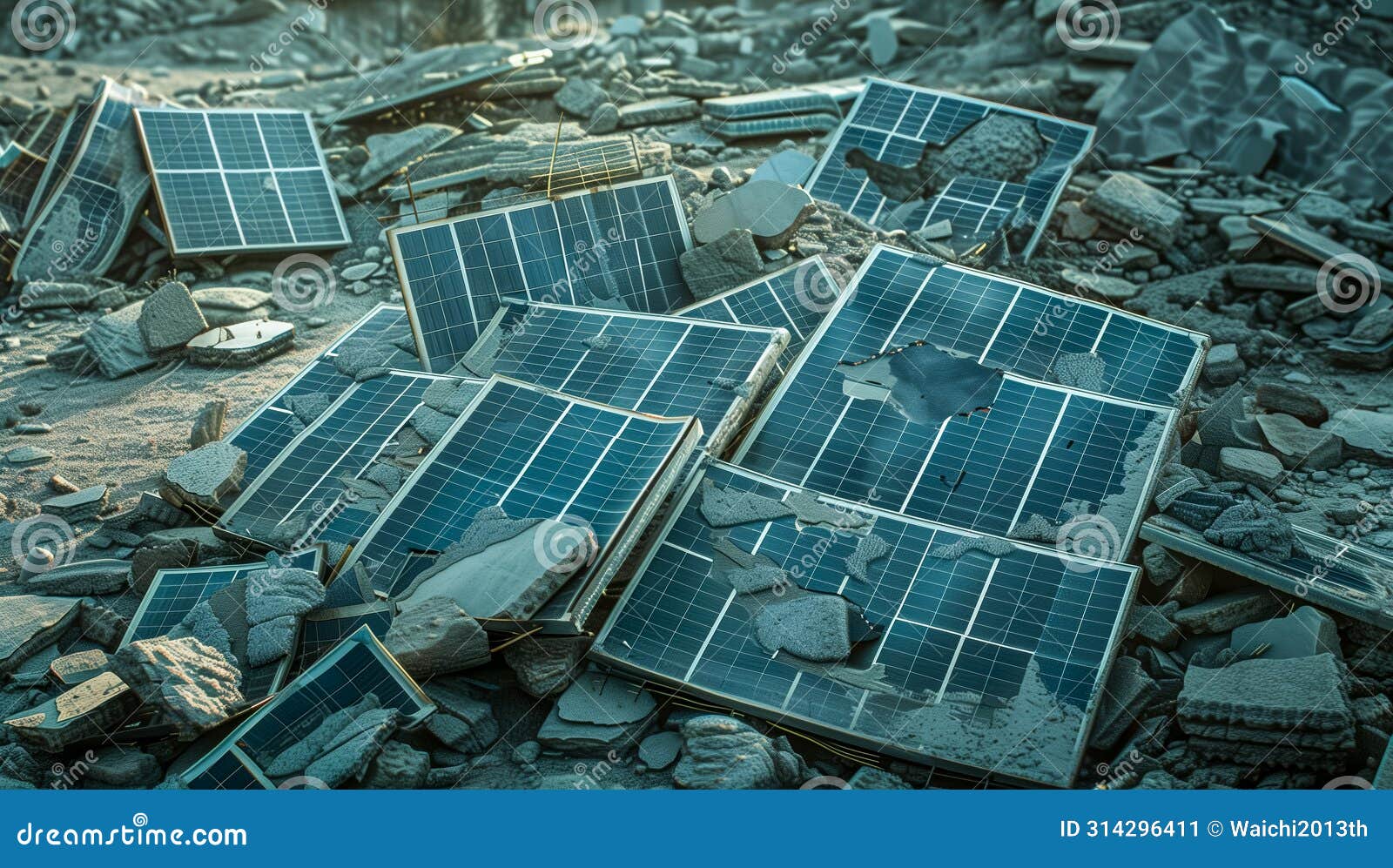 A Broken Solar Panel, a Torn Panel Mount Lie on the Ground ...