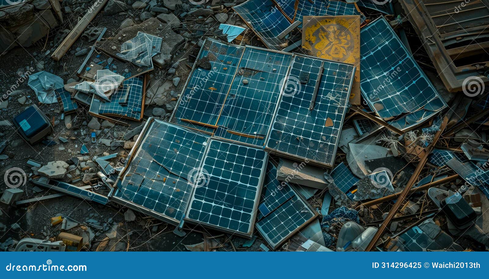 A Broken Solar Panel, a Torn Panel Mount Lie on the Ground ...