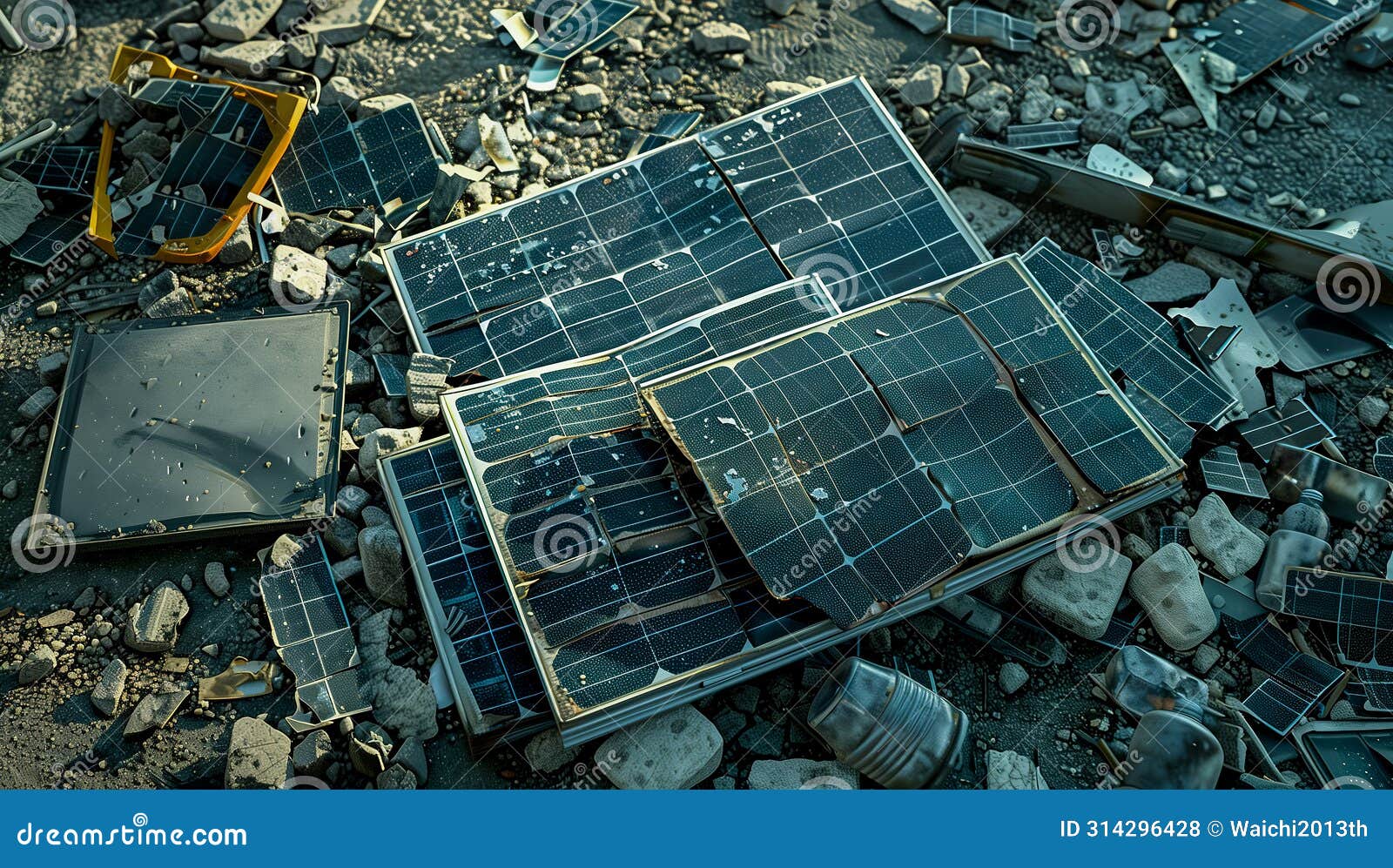 A Broken Solar Panel, a Torn Panel Mount Lie on the Ground ...