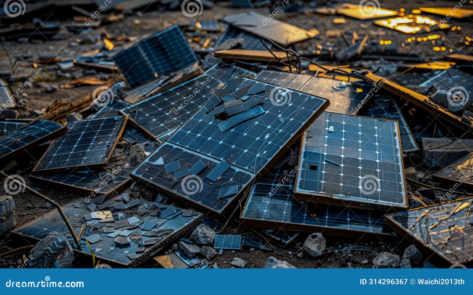 A Broken Solar Panel, a Torn Panel Mount Lie on the Ground ...