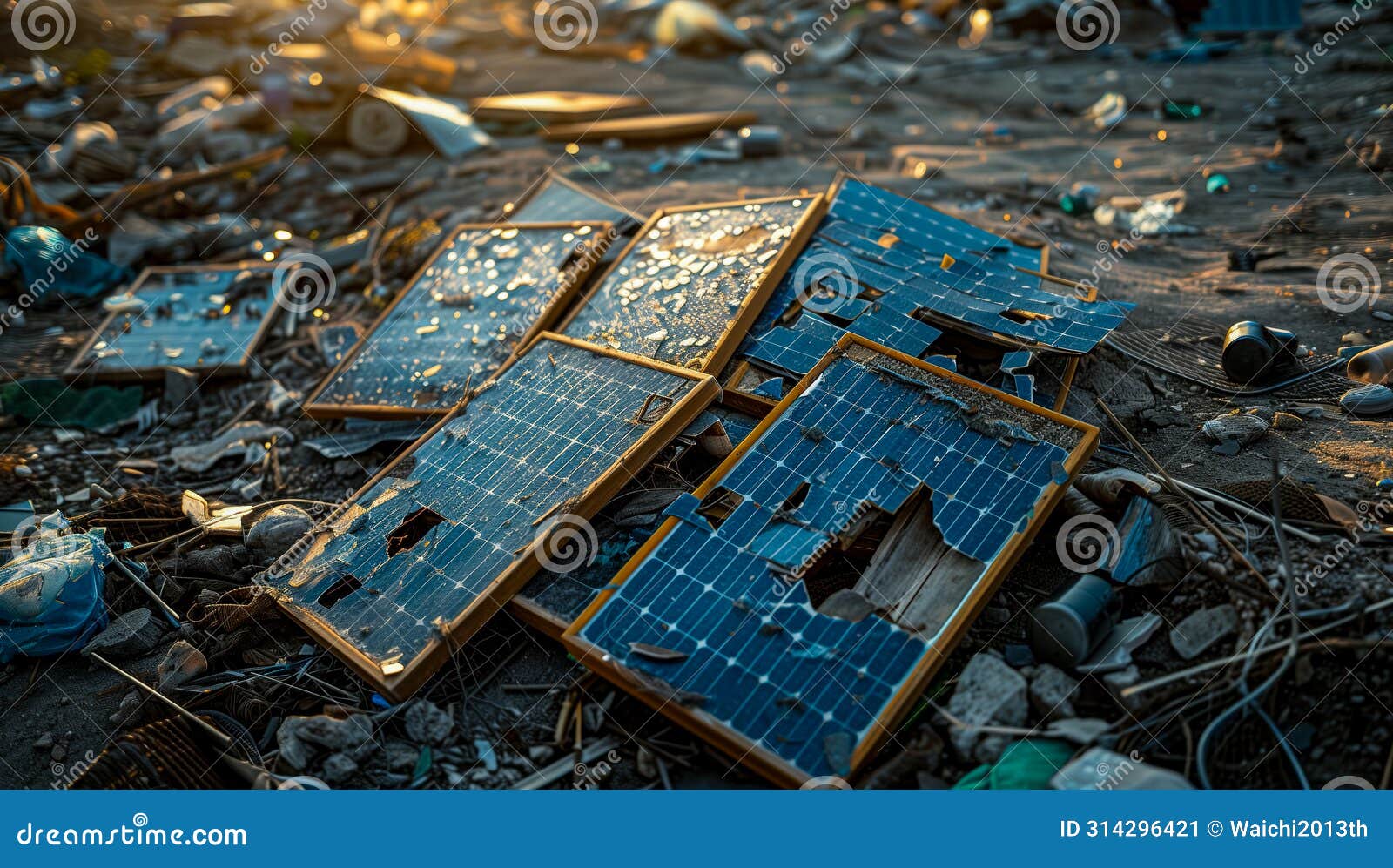 A Broken Solar Panel, a Torn Panel Mount Lie on the Ground ...