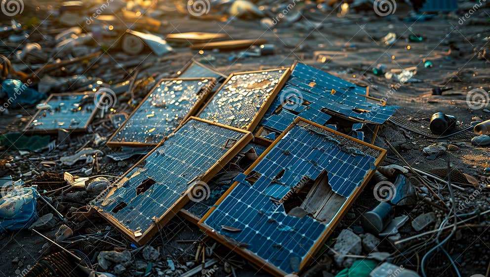 A Broken Solar Panel, a Torn Panel Mount Lie on the Ground ...