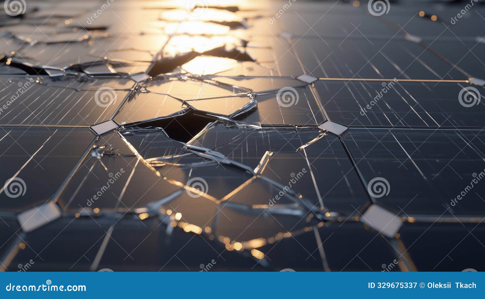Broken solar panels stock illustration. Illustration of black - 329675337