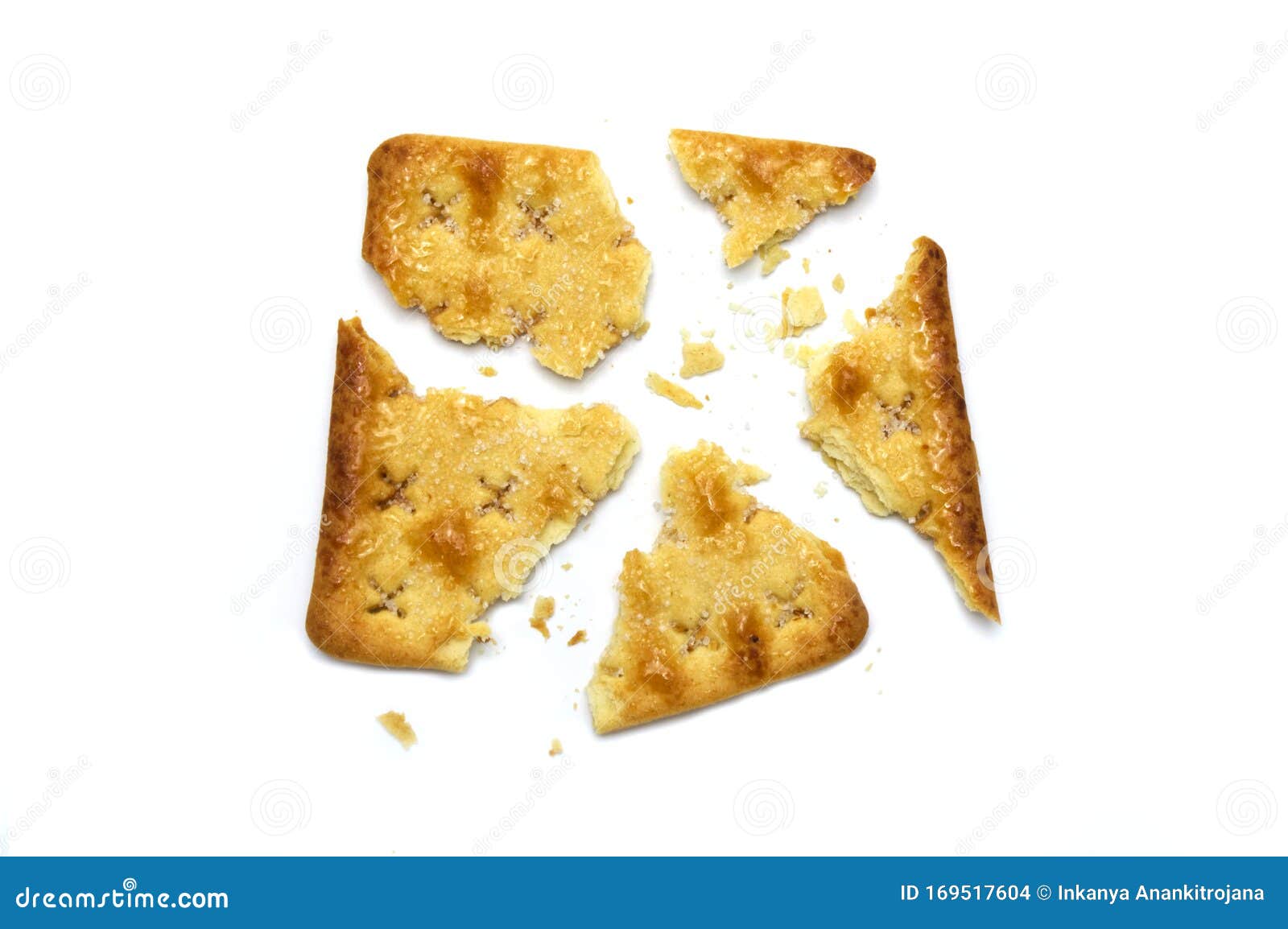 Broken Square Crackers Biscuits Isolated on White Background. Stock ...