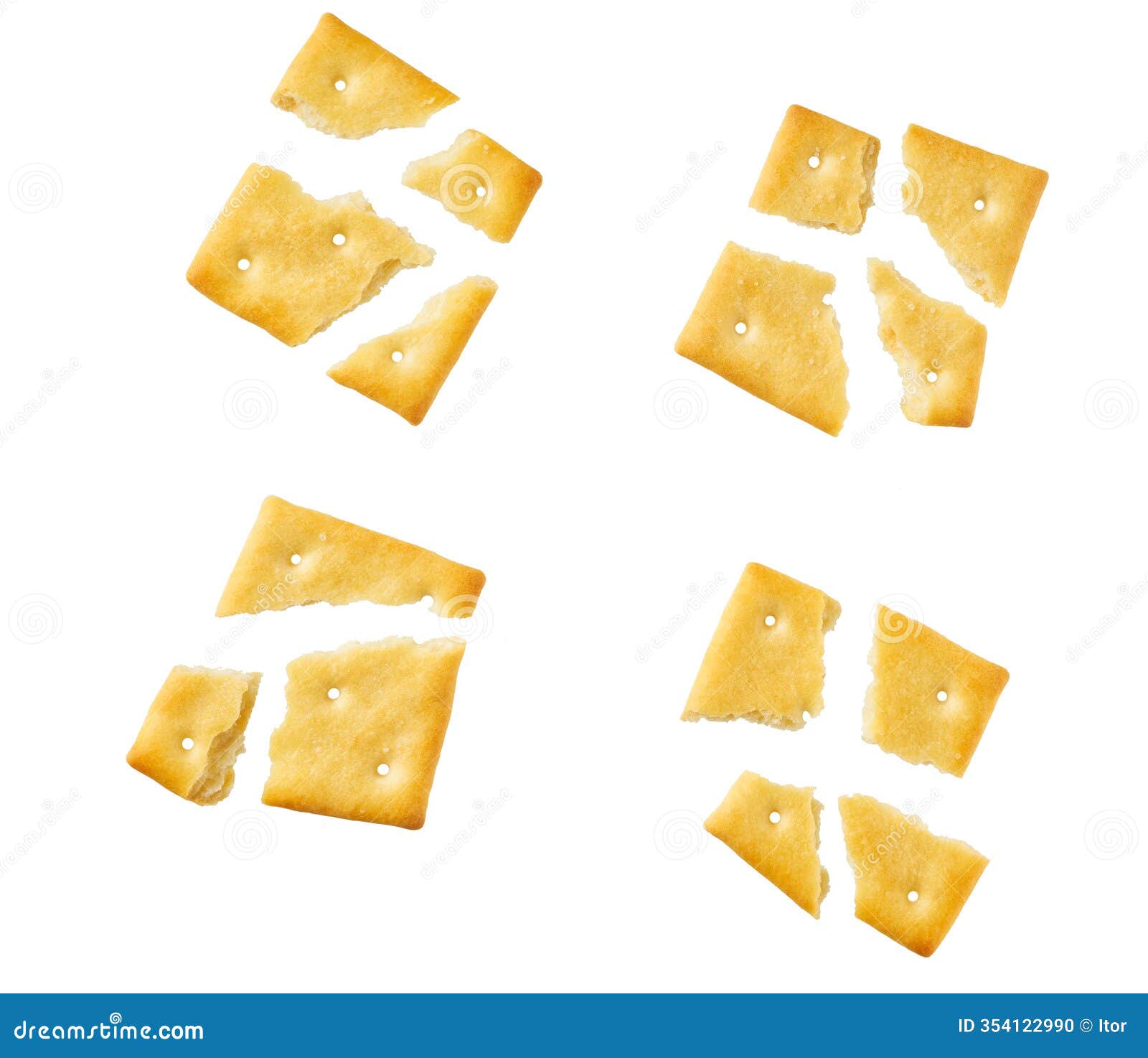 Broken Square Crackers Isolated on White Background, Top View Stock ...