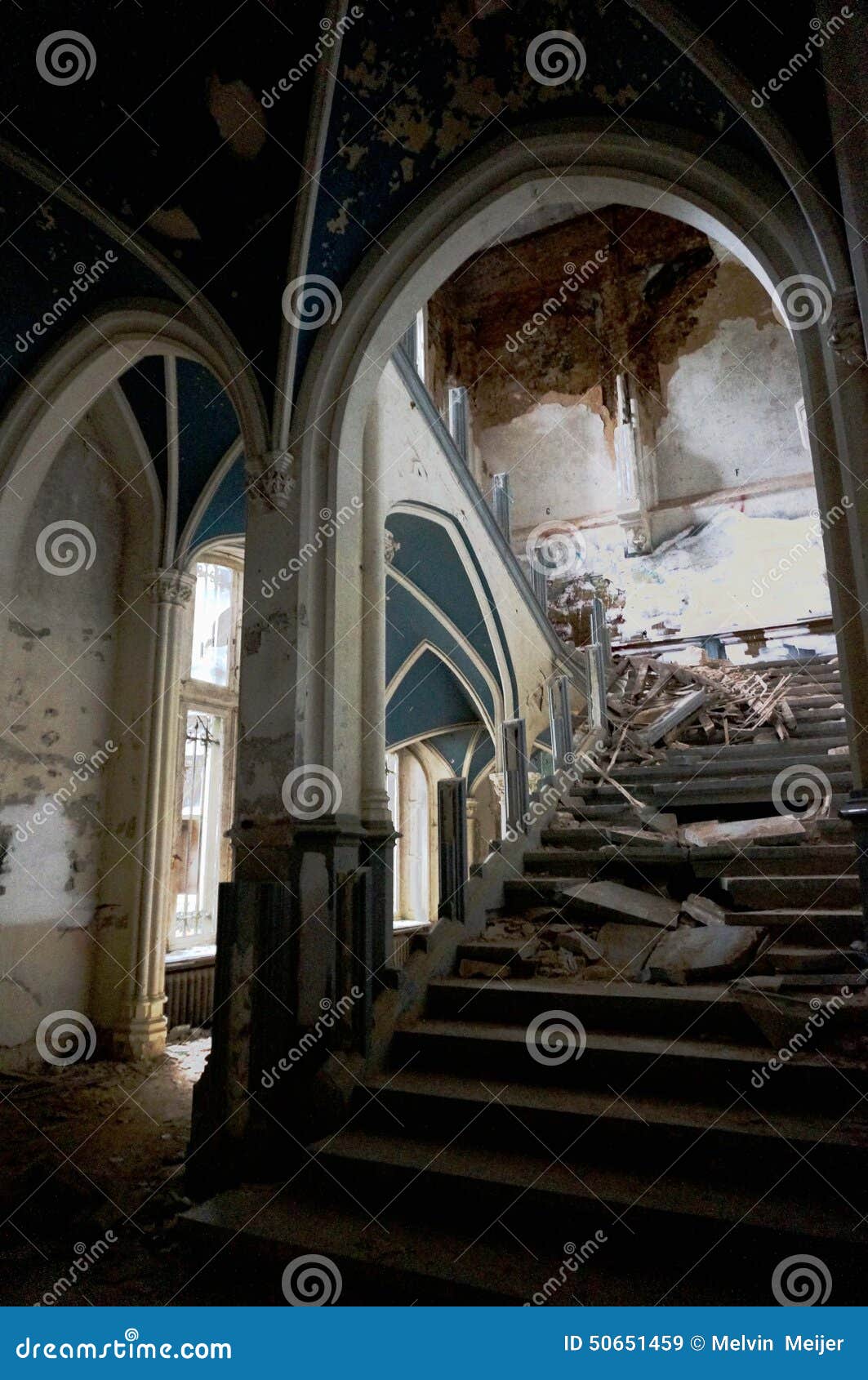 Broken Stairs at an Abandoned Castle Stock Image - Image of objects ...