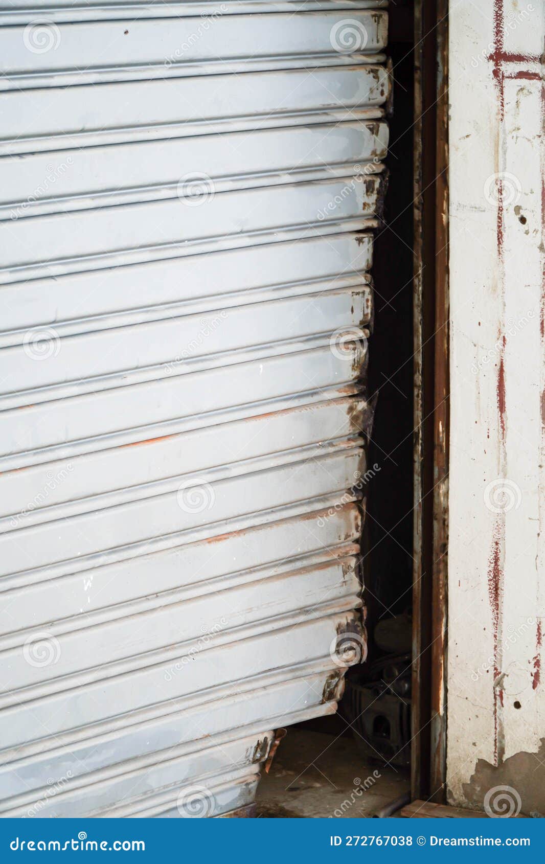 Broken Steel Roller Shutter Door Stock Photo - Image of cast, materials ...