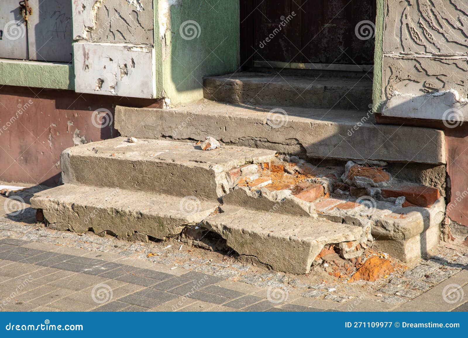 Broken Steps Made from Concrete and Bricks Stock Image - Image of ...