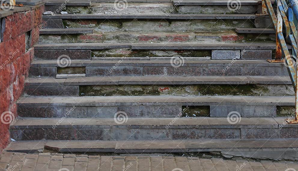 Broken Steps of an Old Stone Staircase Stock Photo - Image of stairs ...