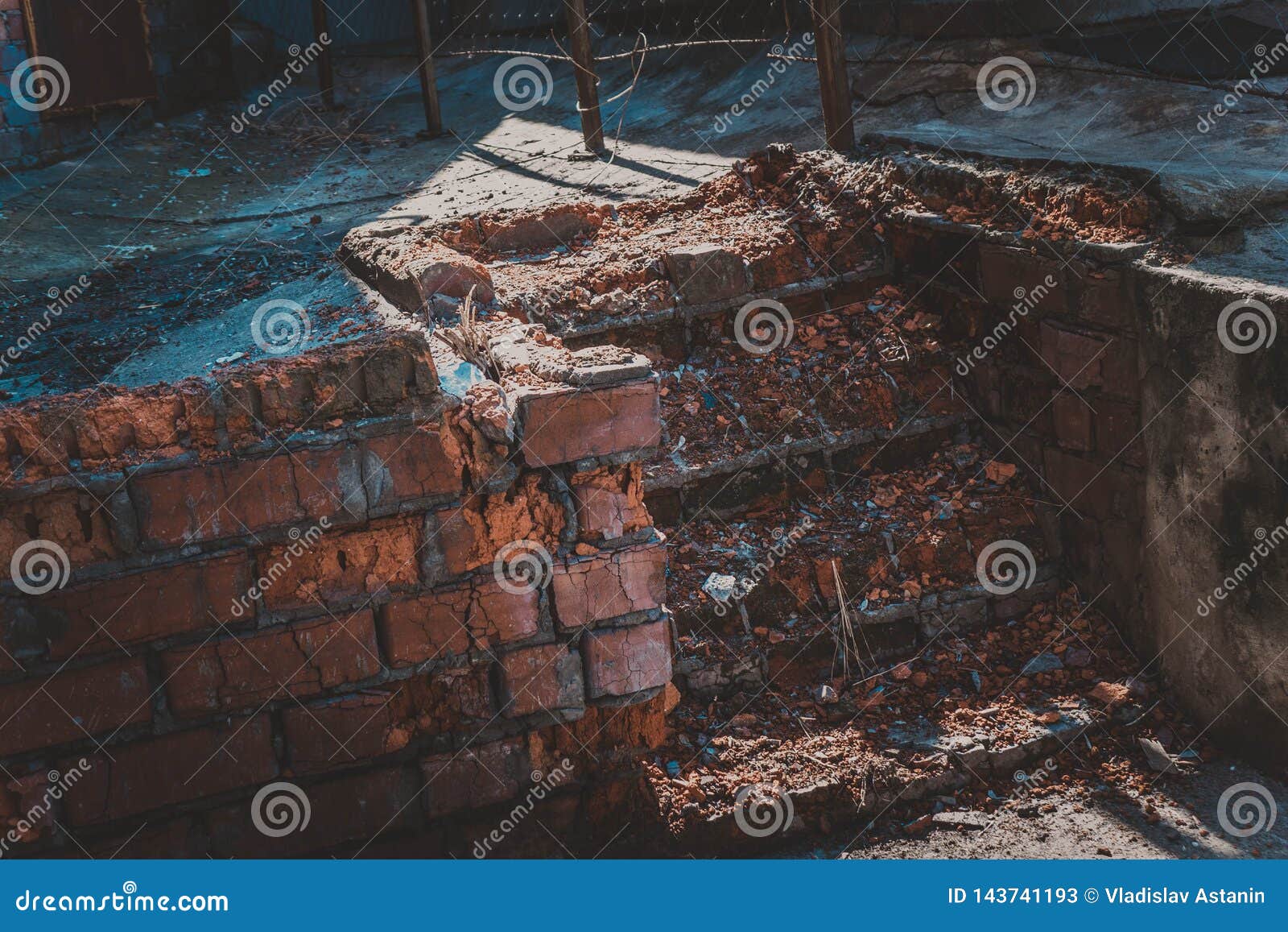 Broken Stone Brick Steps Partially Overgrown with Grass Stock Image ...