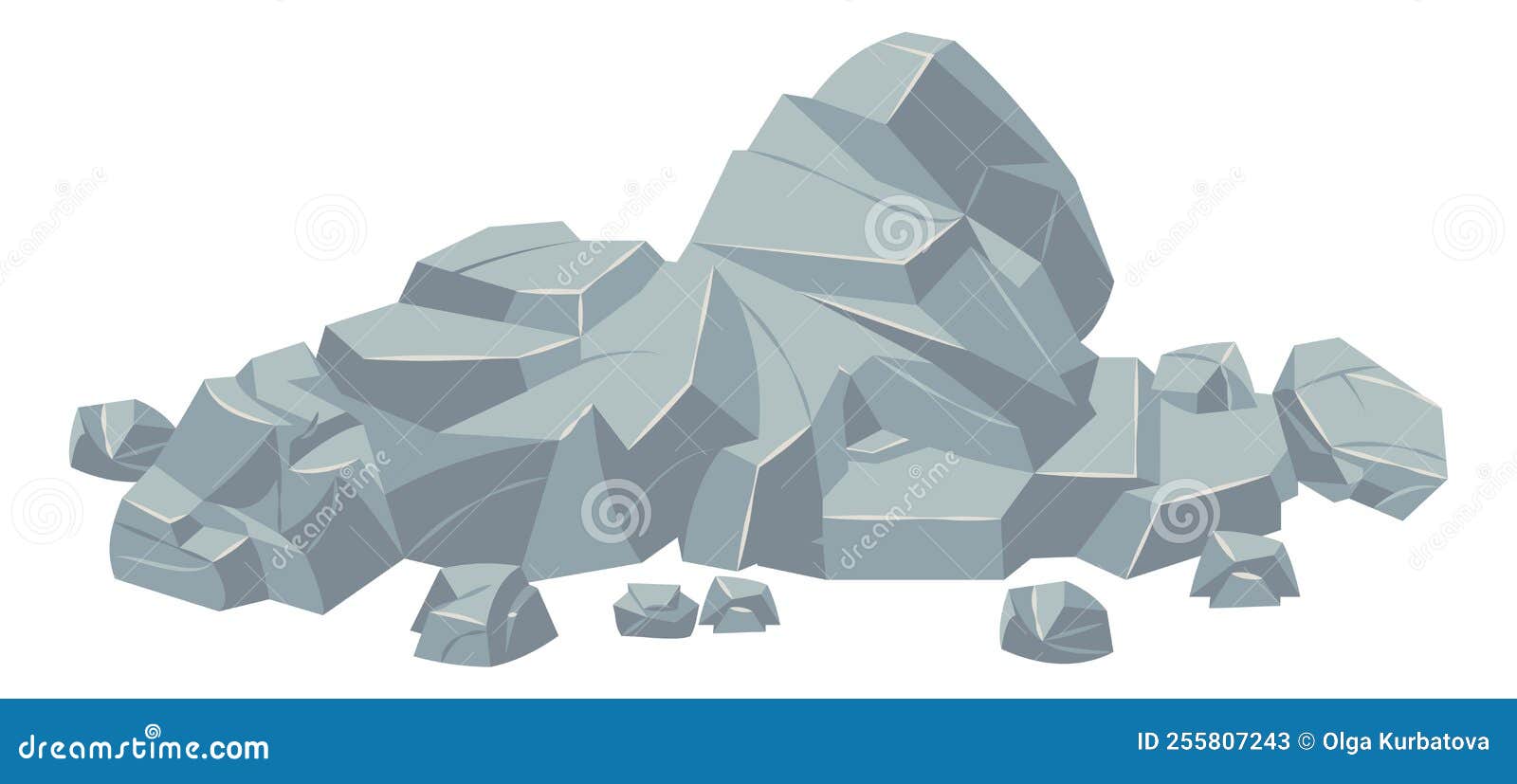 Broken Stone Debris. Gray Rock Landscape Element Stock Vector ...