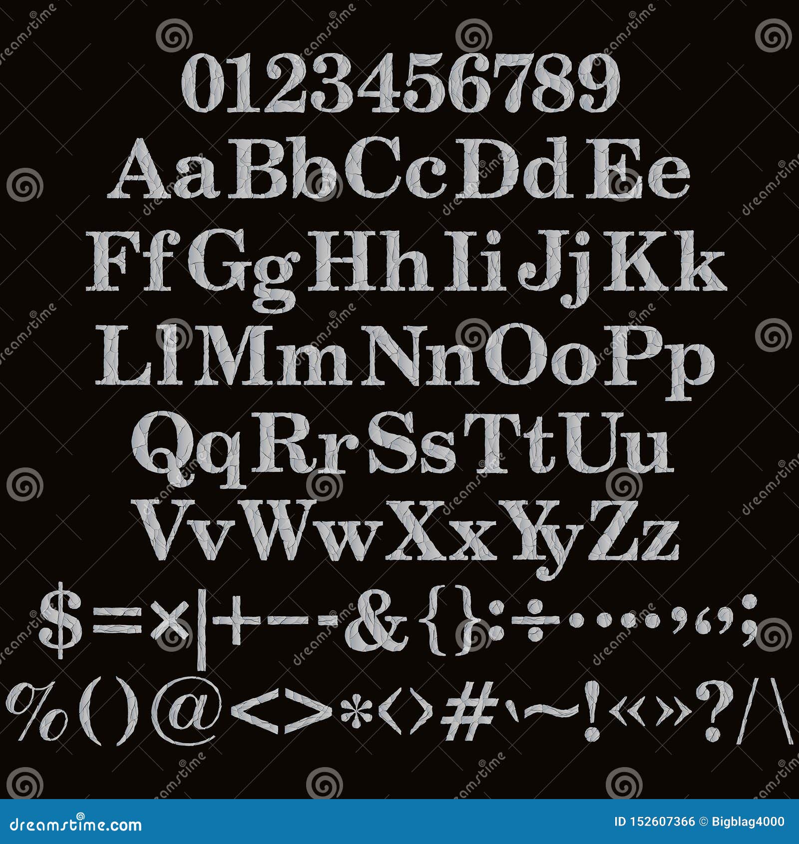 Broken Stone Font.Ancient Typeface. Stock Vector - Illustration of ...