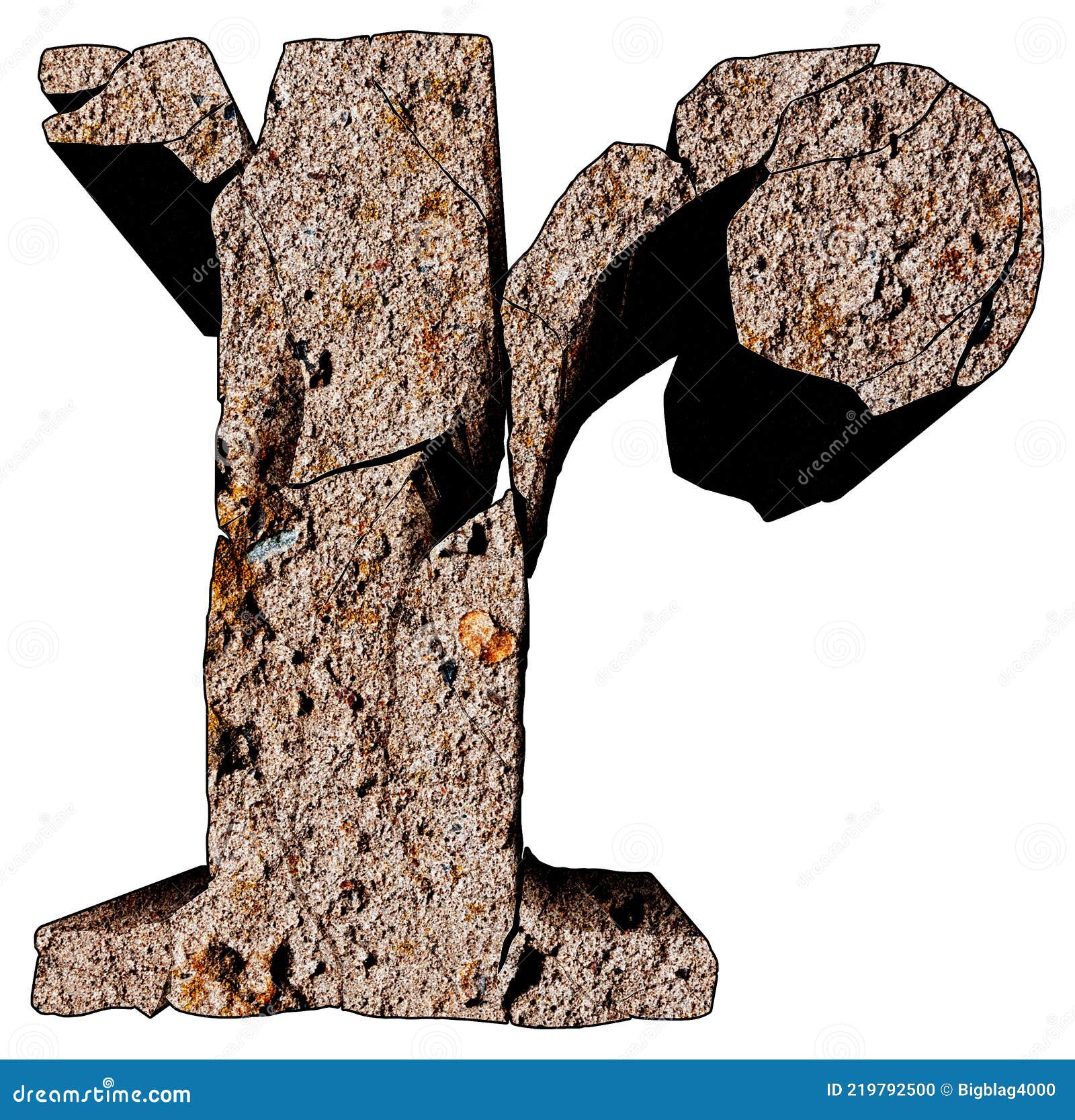 Broken Stone Grunge Font Isolated on White Background. Stock ...