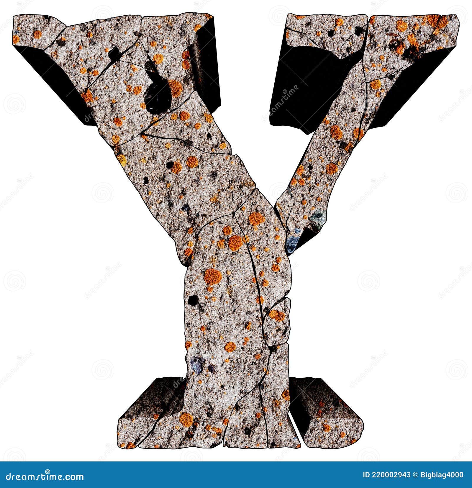 Broken Stone Grunge Font Isolated on White Background. Stock ...