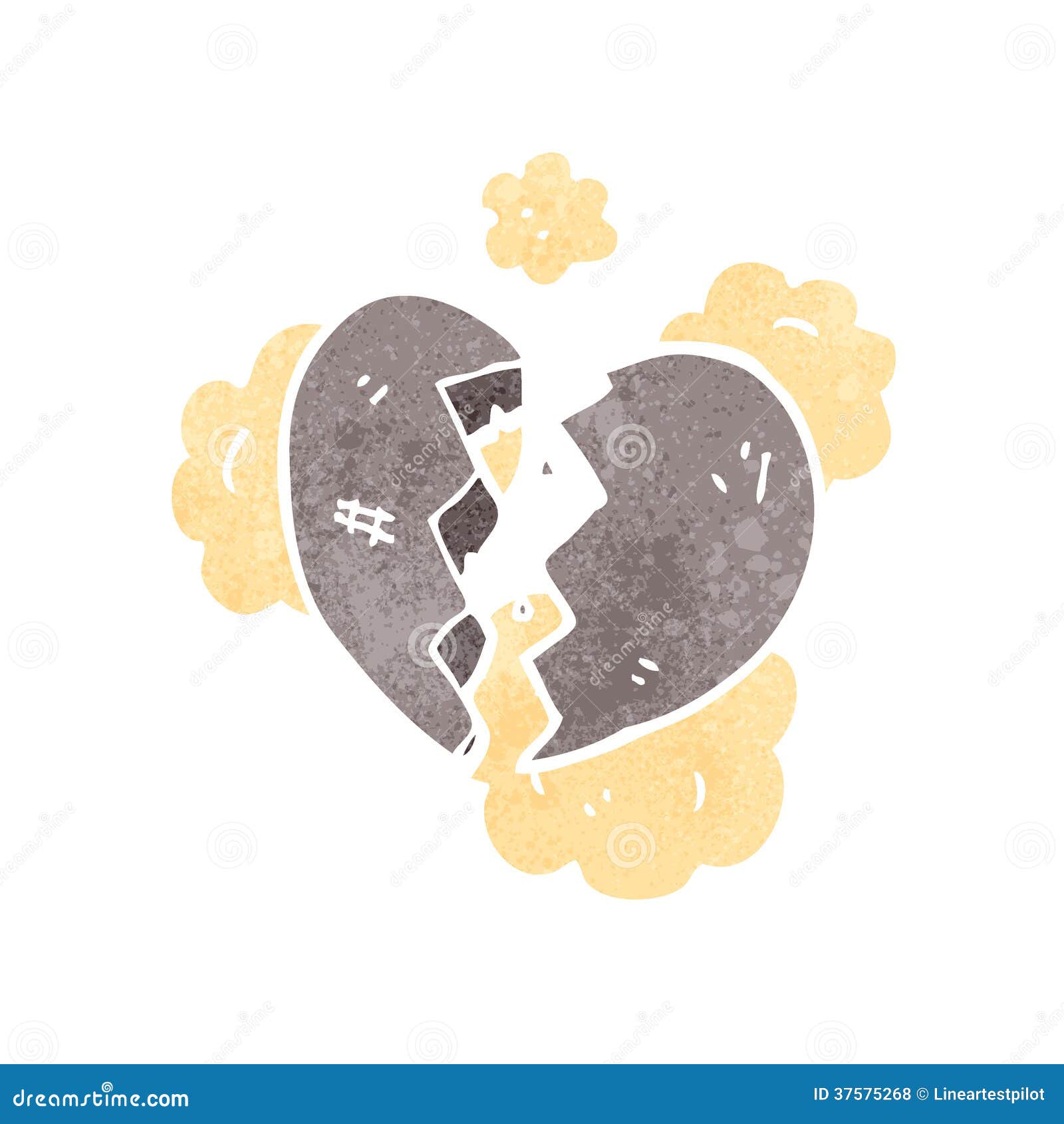 Broken Stone Heart Retro Cartoon Stock Vector - Illustration of ...