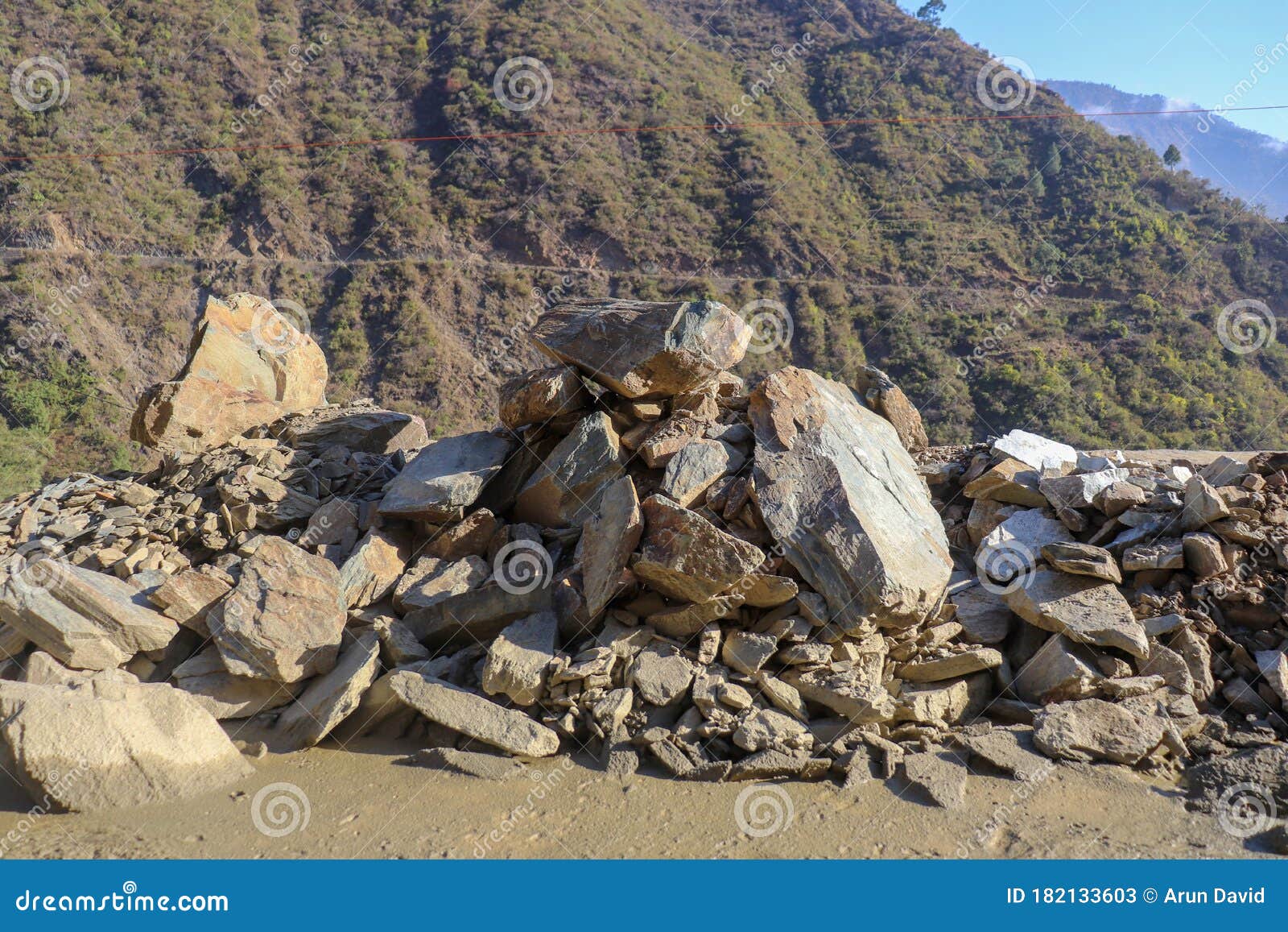 Broken Stone or Rubble Stone in the Road Slide Stock Image - Image of ...