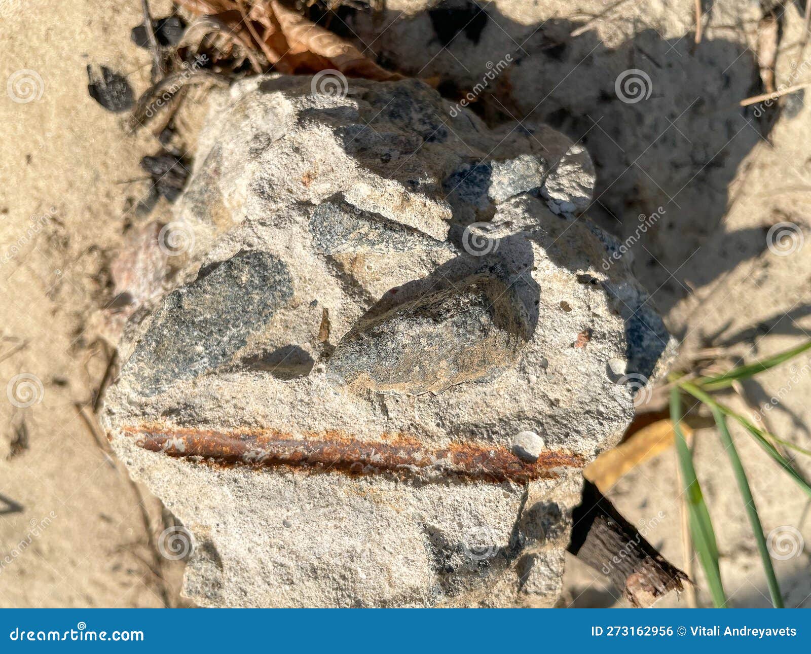Broken Stone on the Sand in Summer. Natural Stone Stock Photo - Image ...