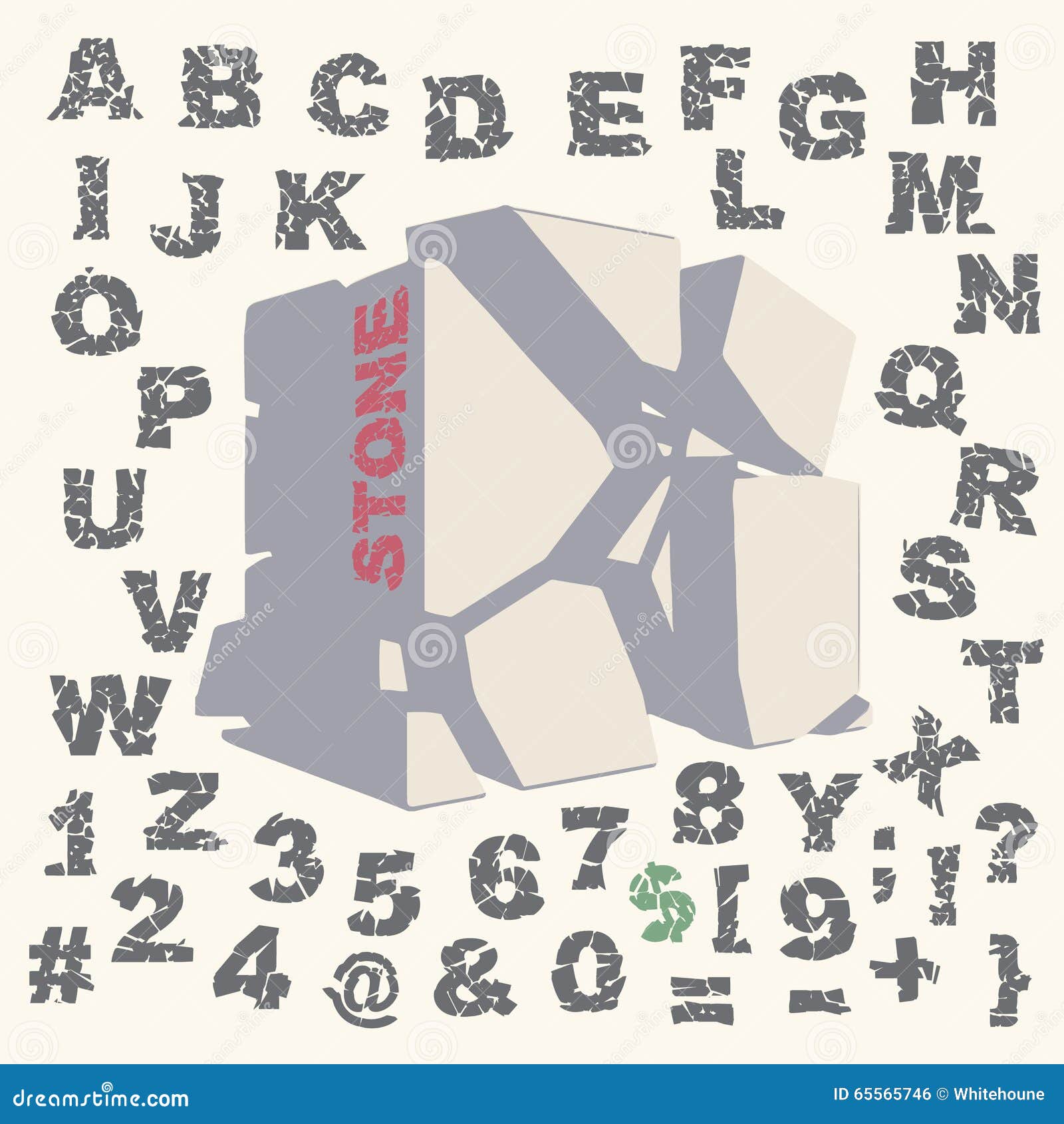 Broken stones alphabet stock vector. Illustration of alphabets - 65565746