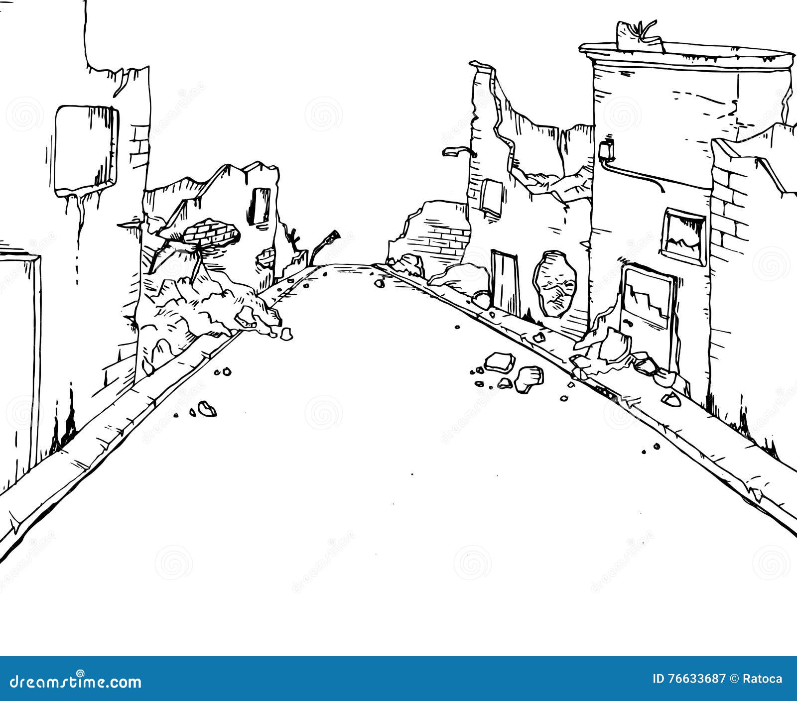 Broken street stock vector. Illustration of broken, construction - 76633687