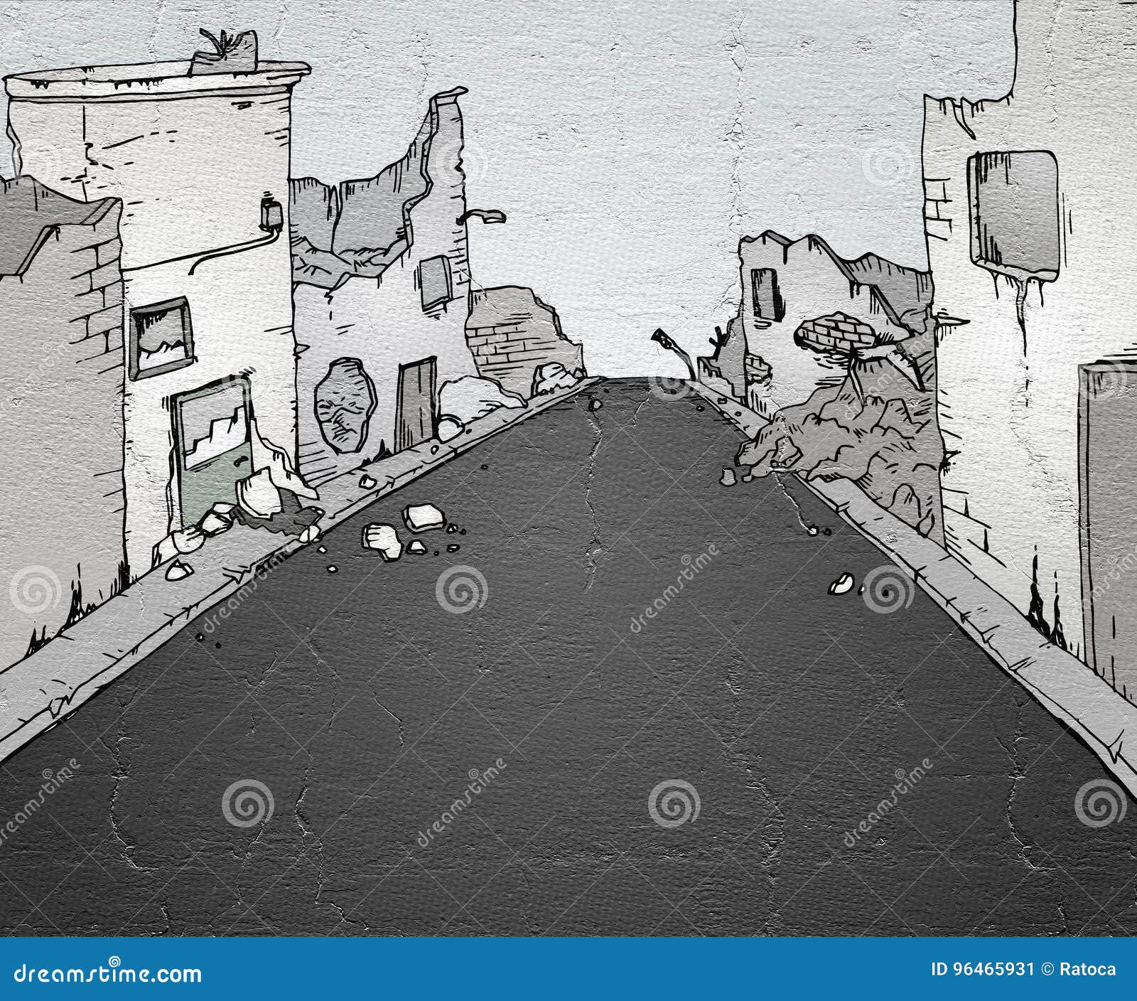 Broken street stock illustration. Illustration of city - 96465931