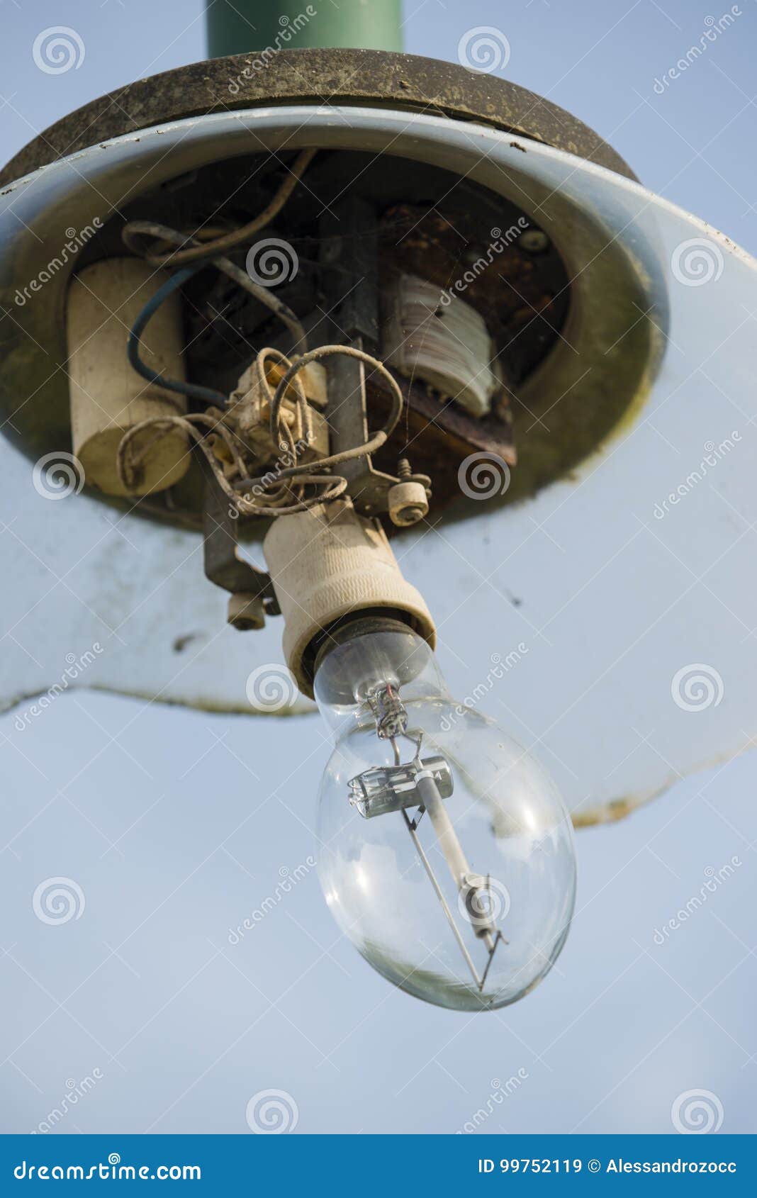 Broken street lamp post. stock image. Image of road, illumination ...