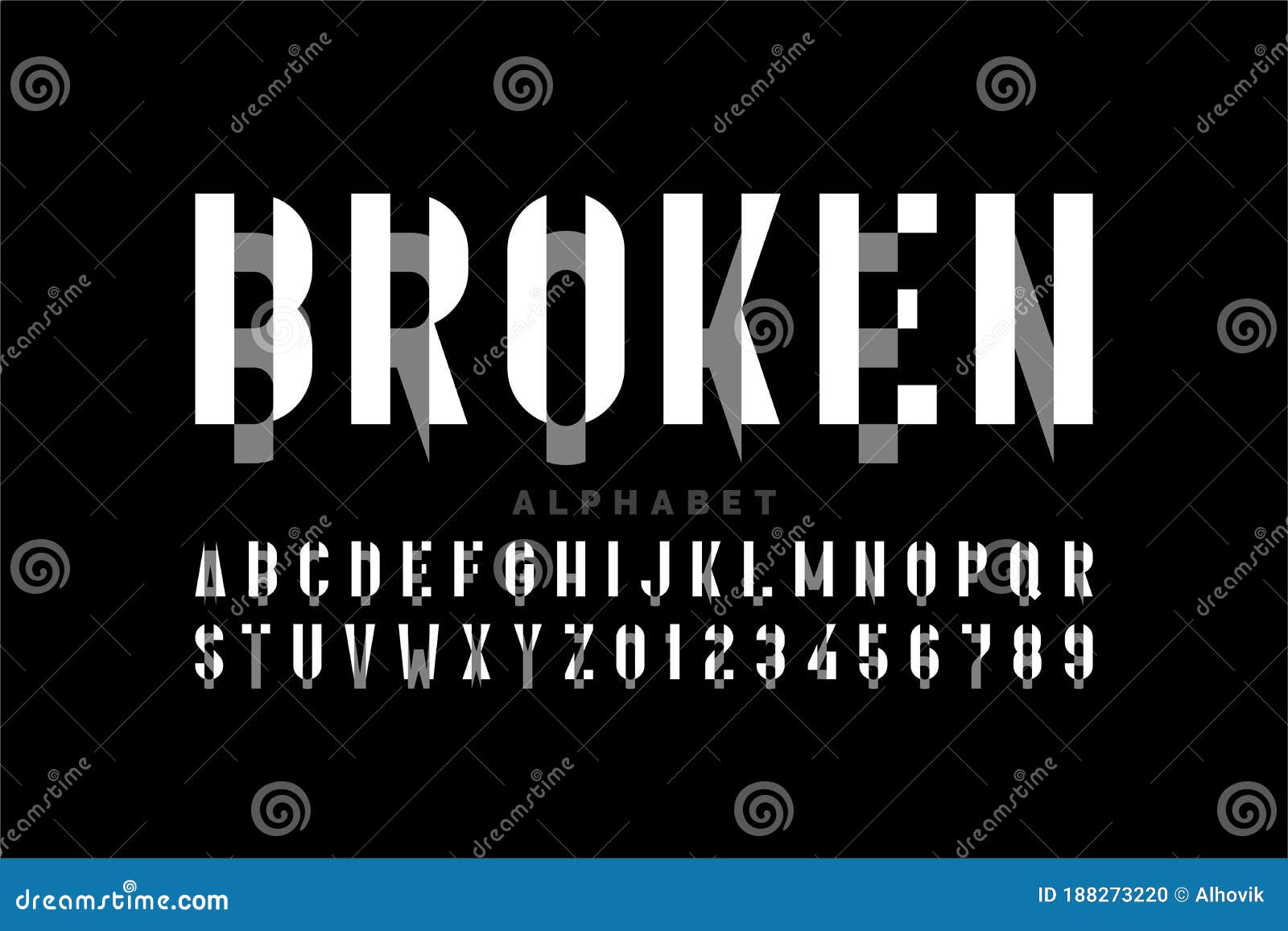 Broken style modern font stock vector. Illustration of alphabetic ...