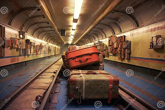 Broken Suitcase on Baggage Conveyor Stock Illustration - Illustration ...