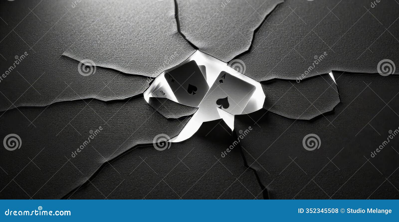 Broken Surface Reveals Playing Cards Peeking through in a Creative ...