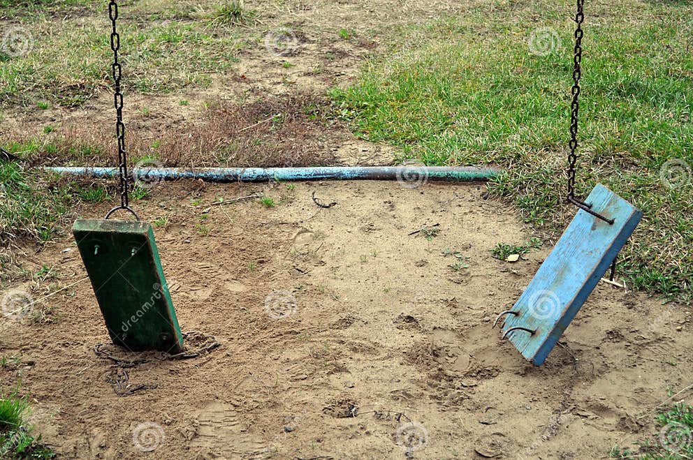 Broken swing stock image. Image of foliage, memories - 81032301