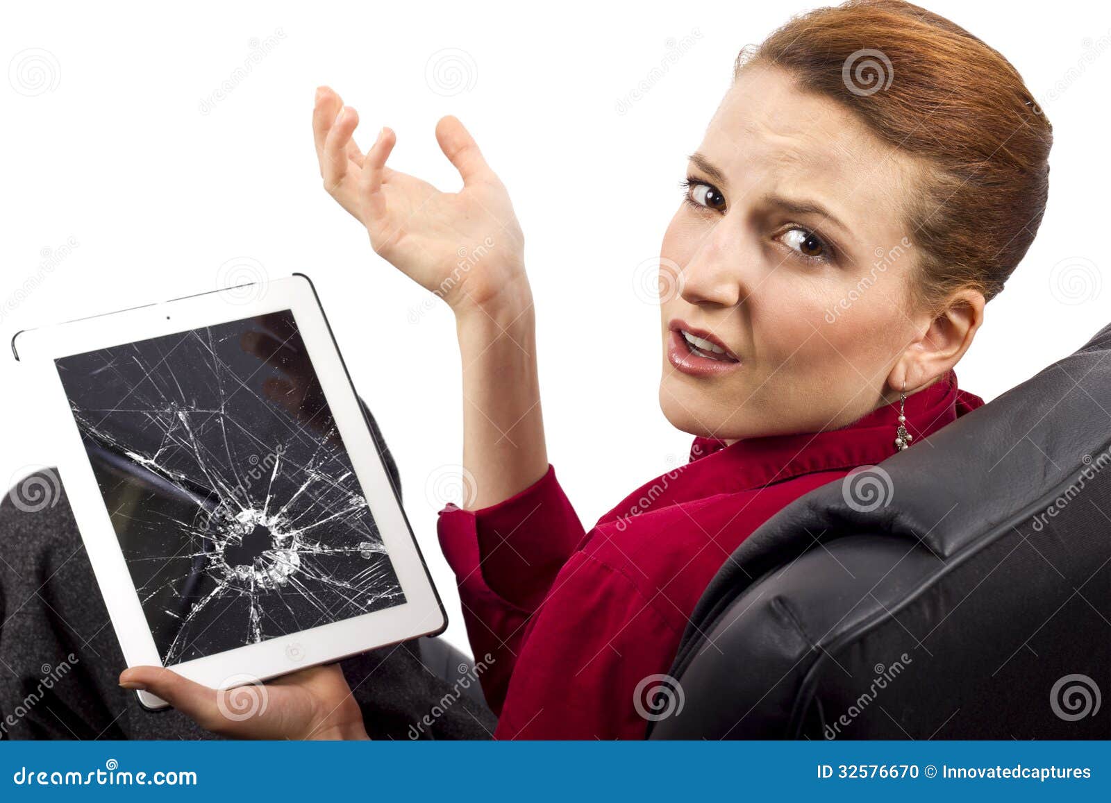 A Broken Tablet With A Swollen Battery And A Dirty Screen Stock Image ...