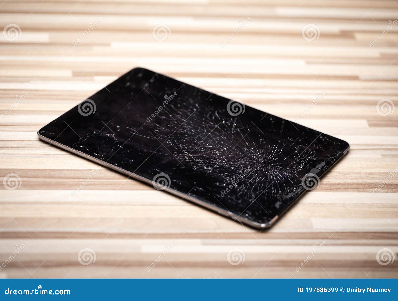 Broken Tablet Computer with Crashed Display Stock Image - Image of ...