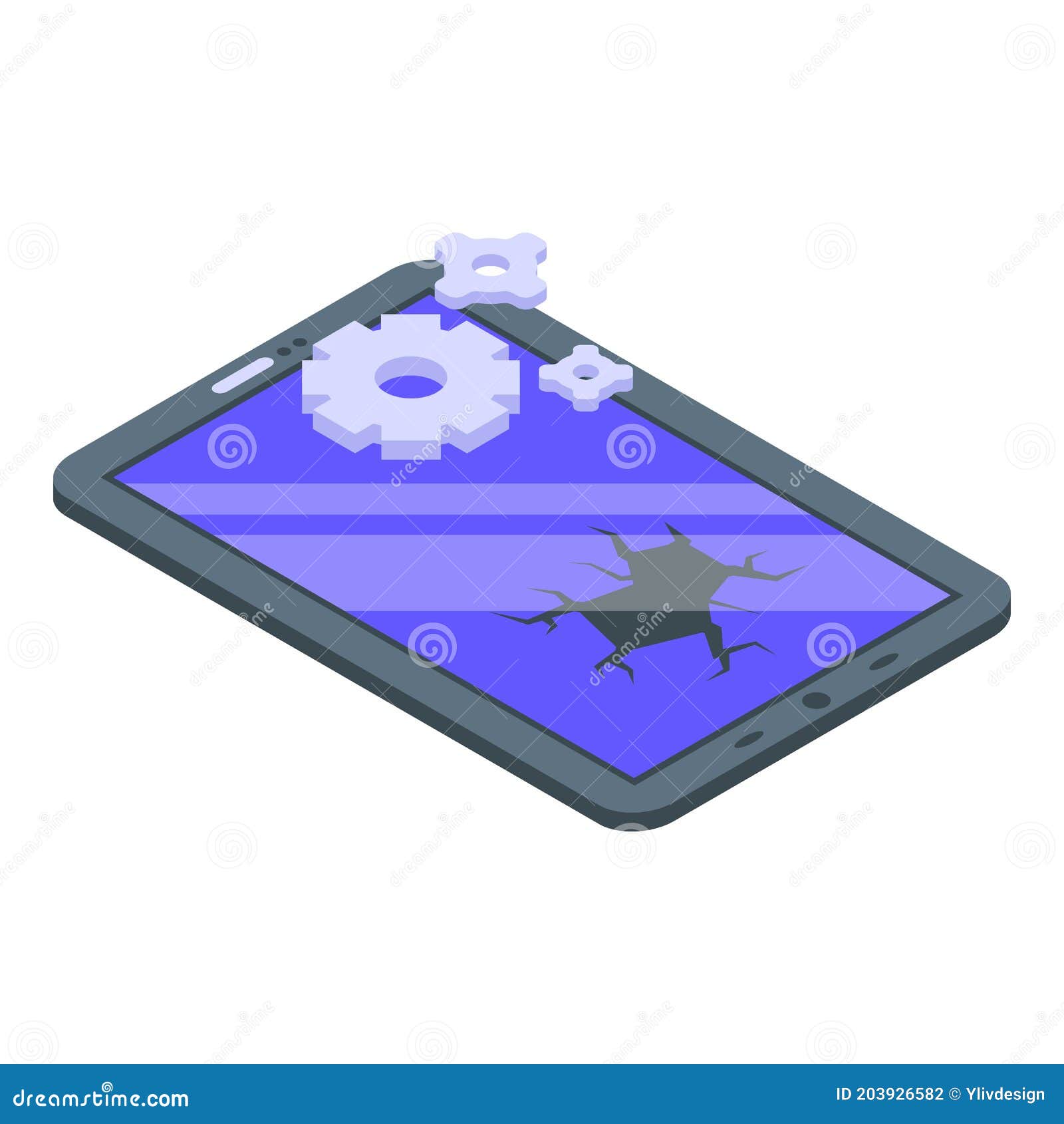Broken Tablet Icon, Isometric Style Stock Vector - Illustration of ...