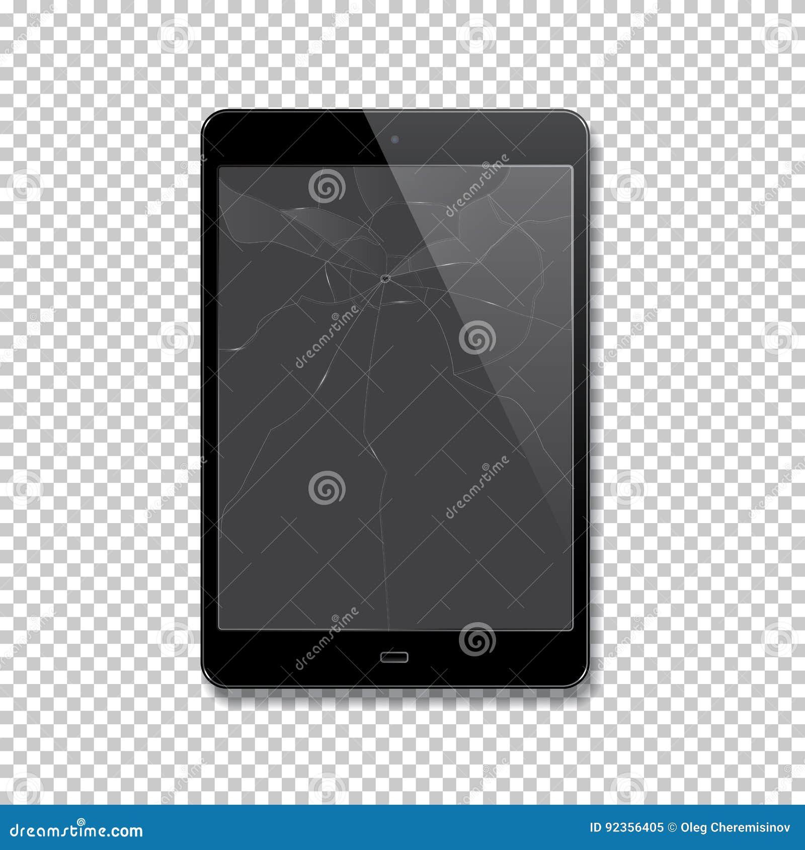 Broken Tablet Isolated on Transparent Background. Vector Realistic ...