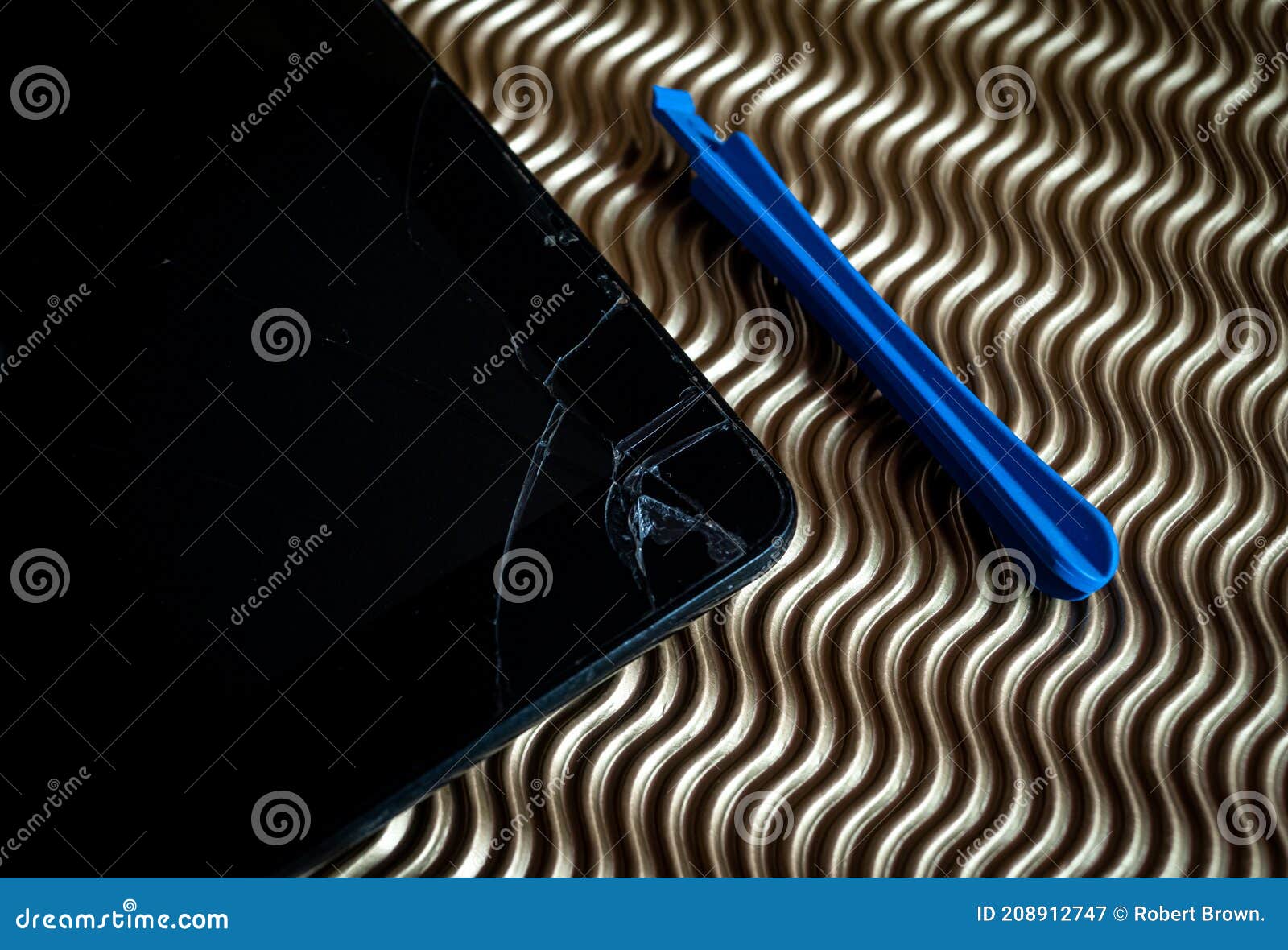 Broken Tablet with Smashed Screen and Tool To Repair . on Graphic ...