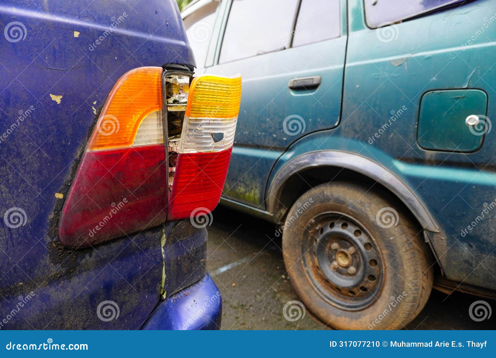 A Broken Tail Light As a Consequence of a Car Accident Stock Photo ...