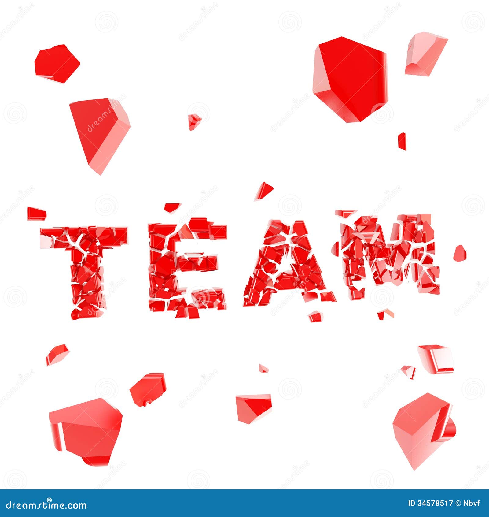 Broken Team Metaphor, Smashed Word Explosion Stock Illustration ...
