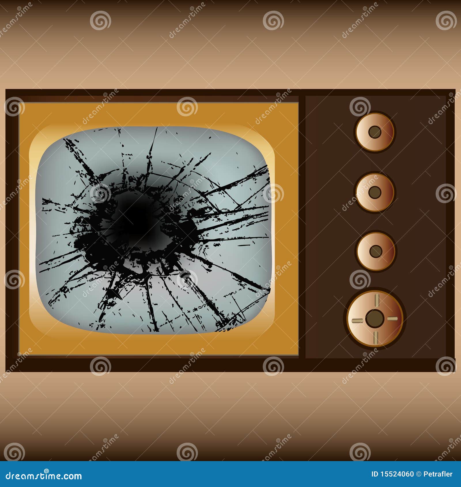 Broken Television stock vector. Illustration of home - 15524060