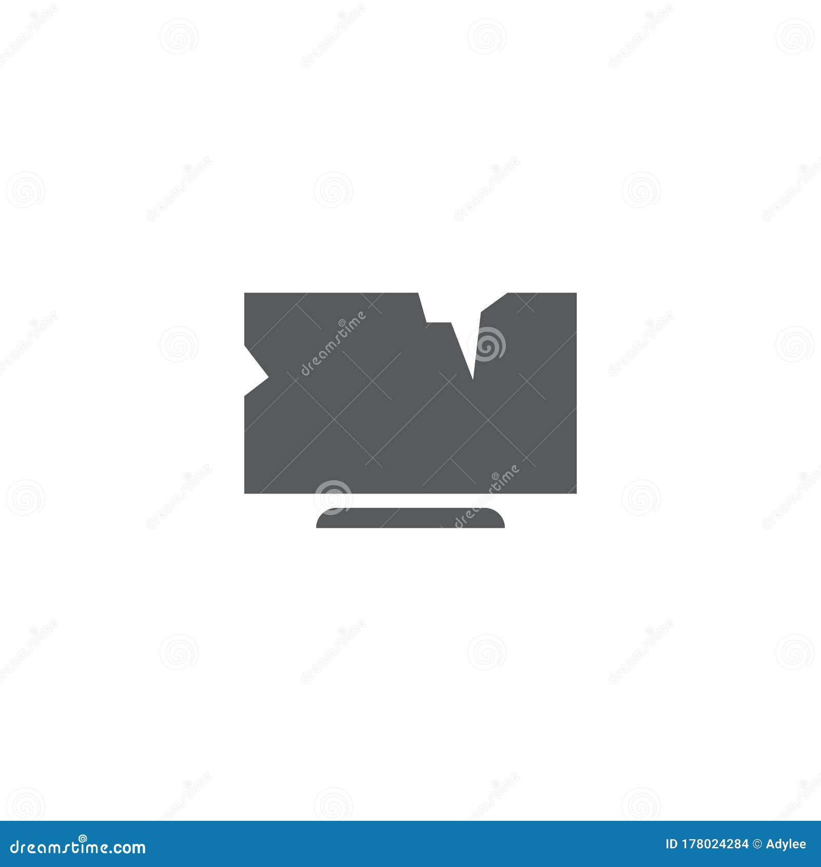 Broken Television Screen Vector Icon Symbol Isolated on White ...