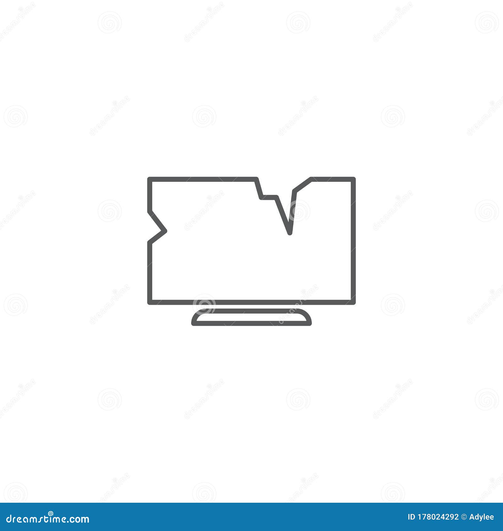 Broken Television Screen Vector Icon Symbol Isolated on White ...