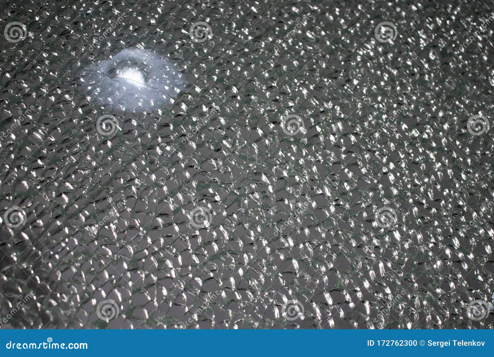 Broken Tempered Glass Close-up. Shattered Glass Texture with White ...