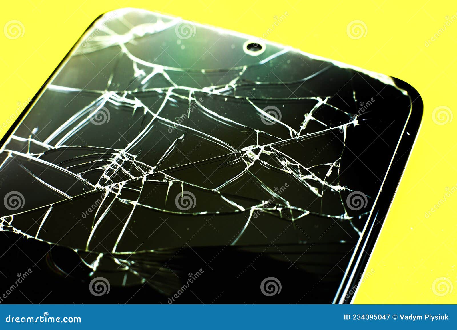 Broken Tempered Glass Screen Protector. Crashed Smartphone Stock Image ...