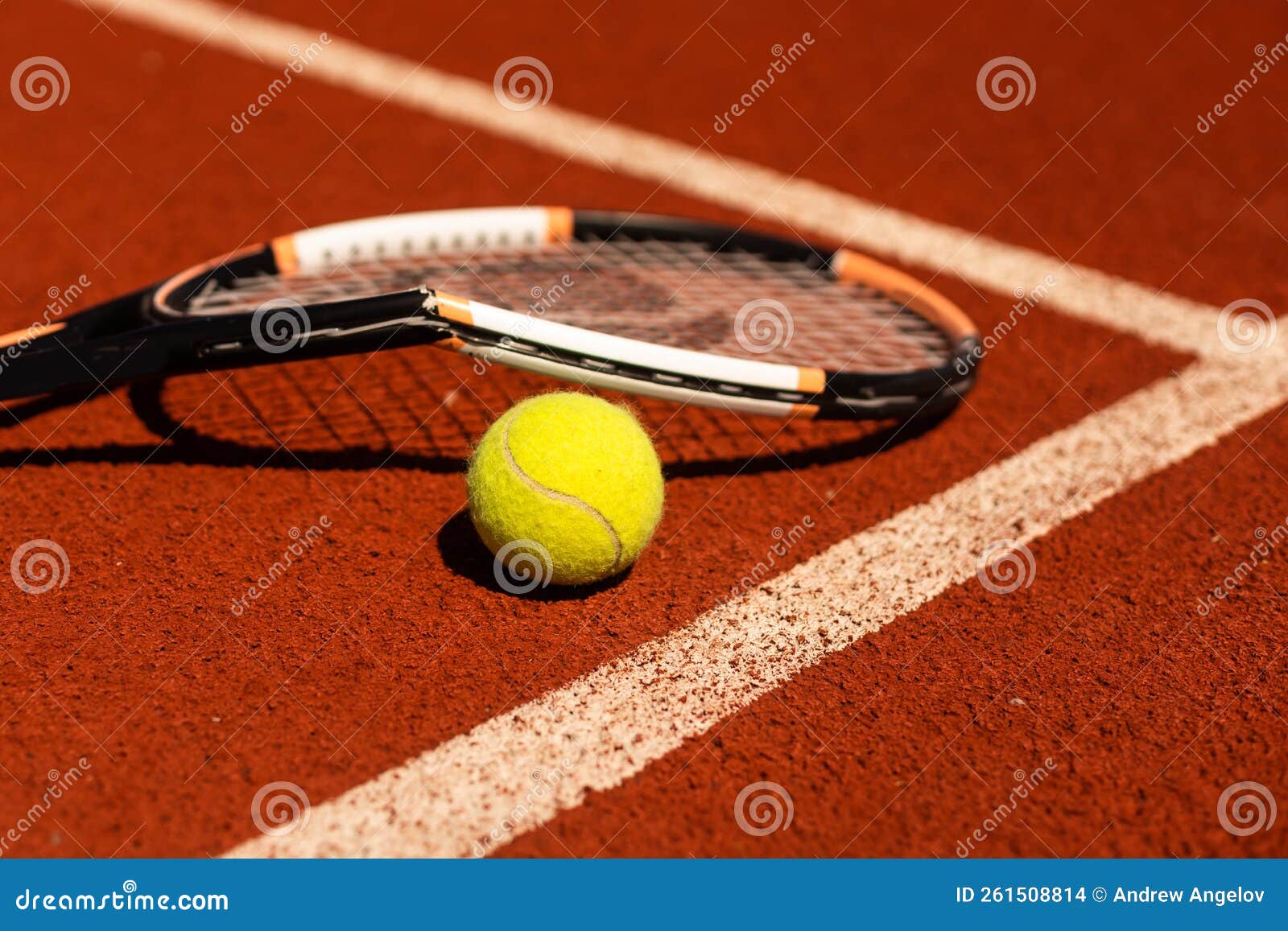 A Broken Tennis Racket Blue Tennis Court. Stock Photo - Image of match ...