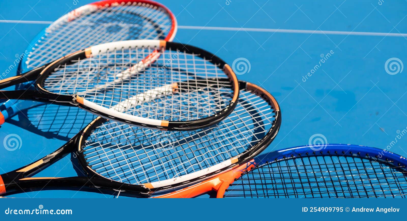 Broken Tennis Rackets on Clay Tennis Court Stock Image - Image of ...