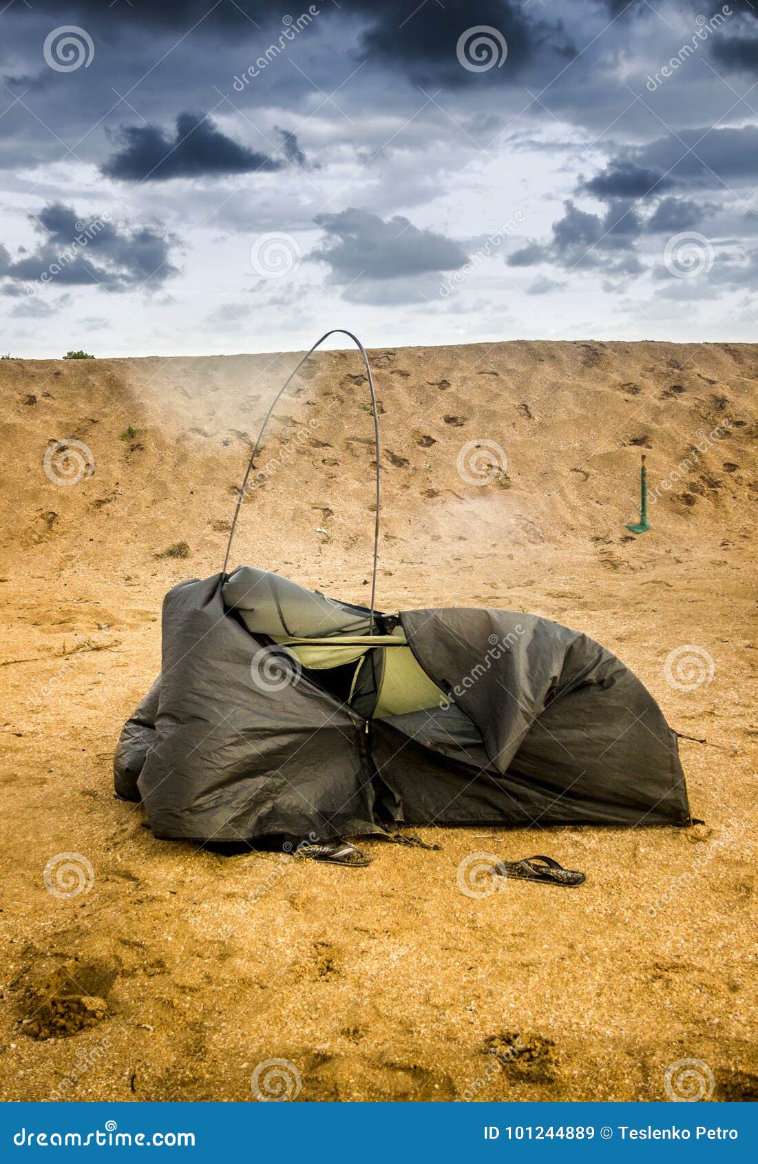 Broken tent at the beach stock image. Image of outdoor - 101244889