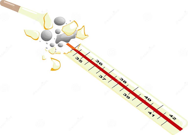 Broken Thermometer with Mercury Poured Out Stock Vector - Illustration ...