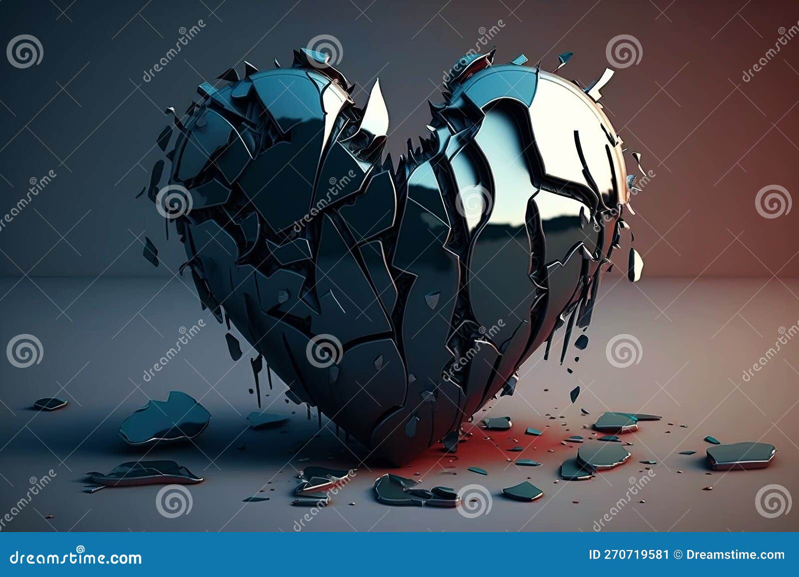 Broken Three-dimensional Heart with Crack. Generative AI Stock ...