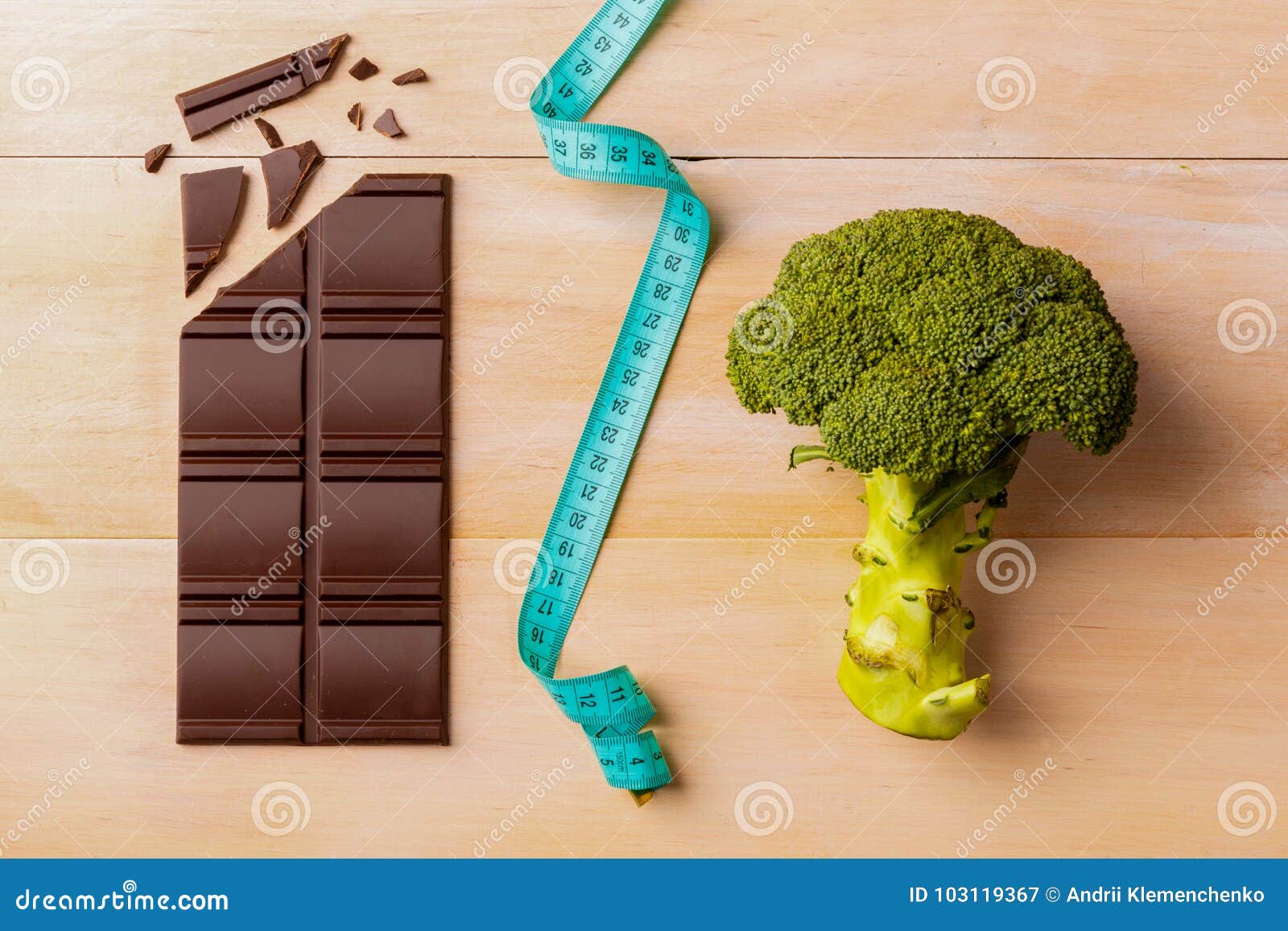 Black Chocolate with Broccoli on the Table Stock Image - Image of ...